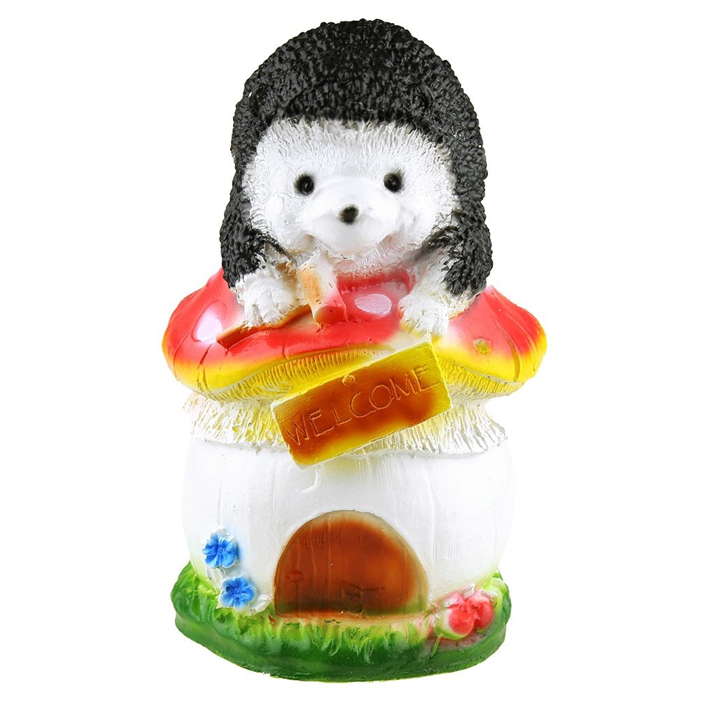 Скульптура-фигура садовая Домашняя Мода гипсовая "Еж на домике", 22х16 см