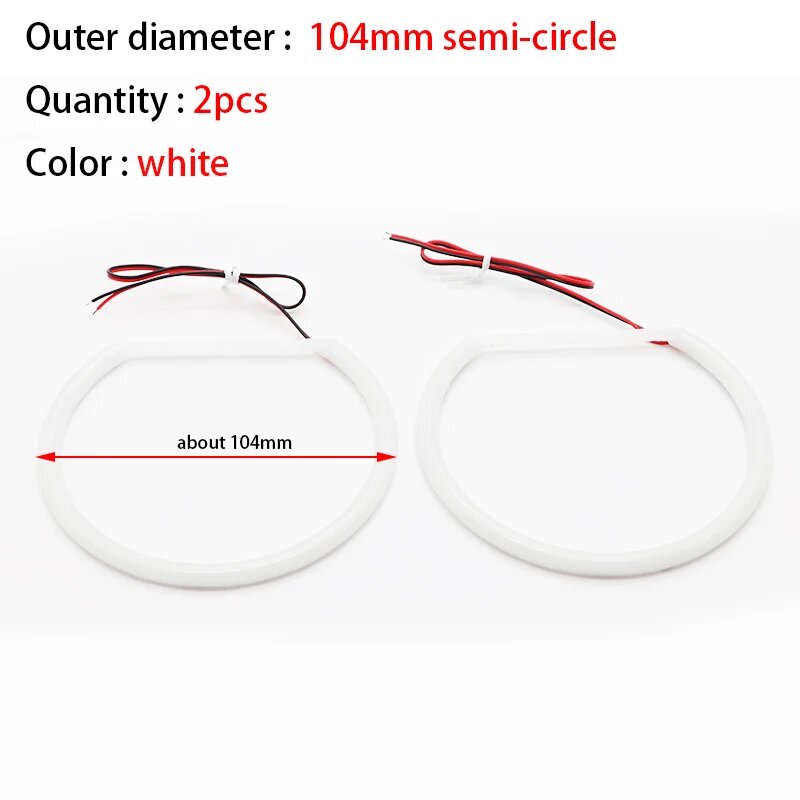 126 мм 140 мм 131 мм 146 мм 158 мм 60 мм 72 мм 80 мм 85 мм 90 мм 95 мм Для BMW E46 E36 E38 E39 E90 круглый свет Хлопковые ангельские глазки комплект Белый 104mm semi-circle