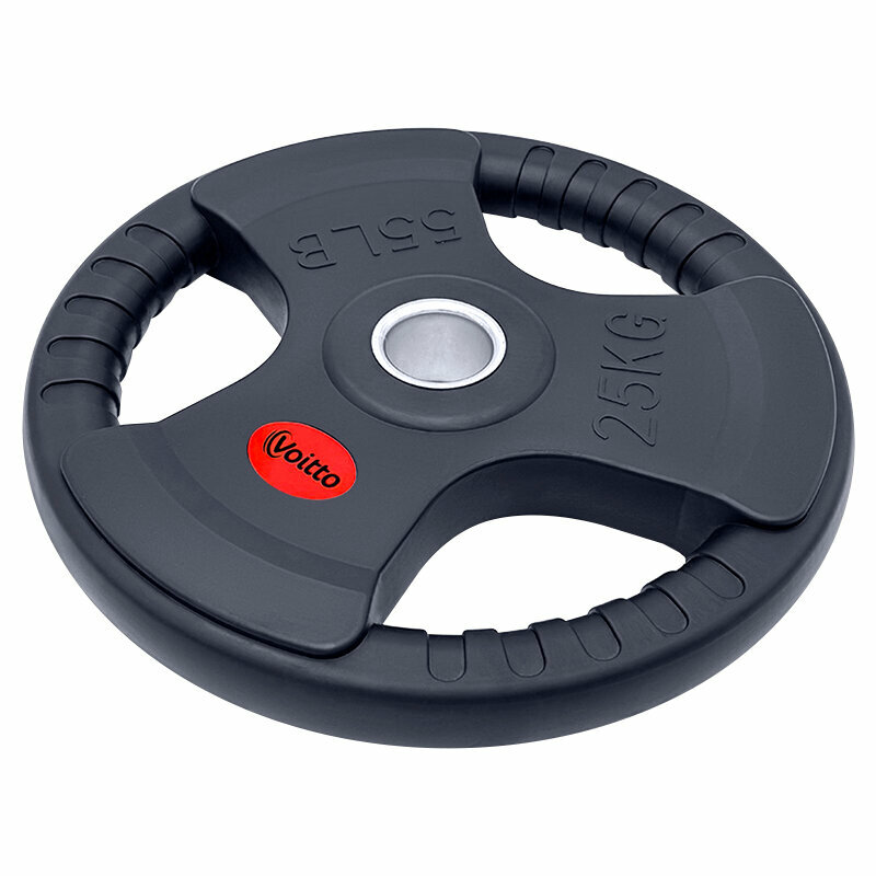 Диск обрезиненный с 3-мя хватами Voitto V-302 25 кг, черный (d51)