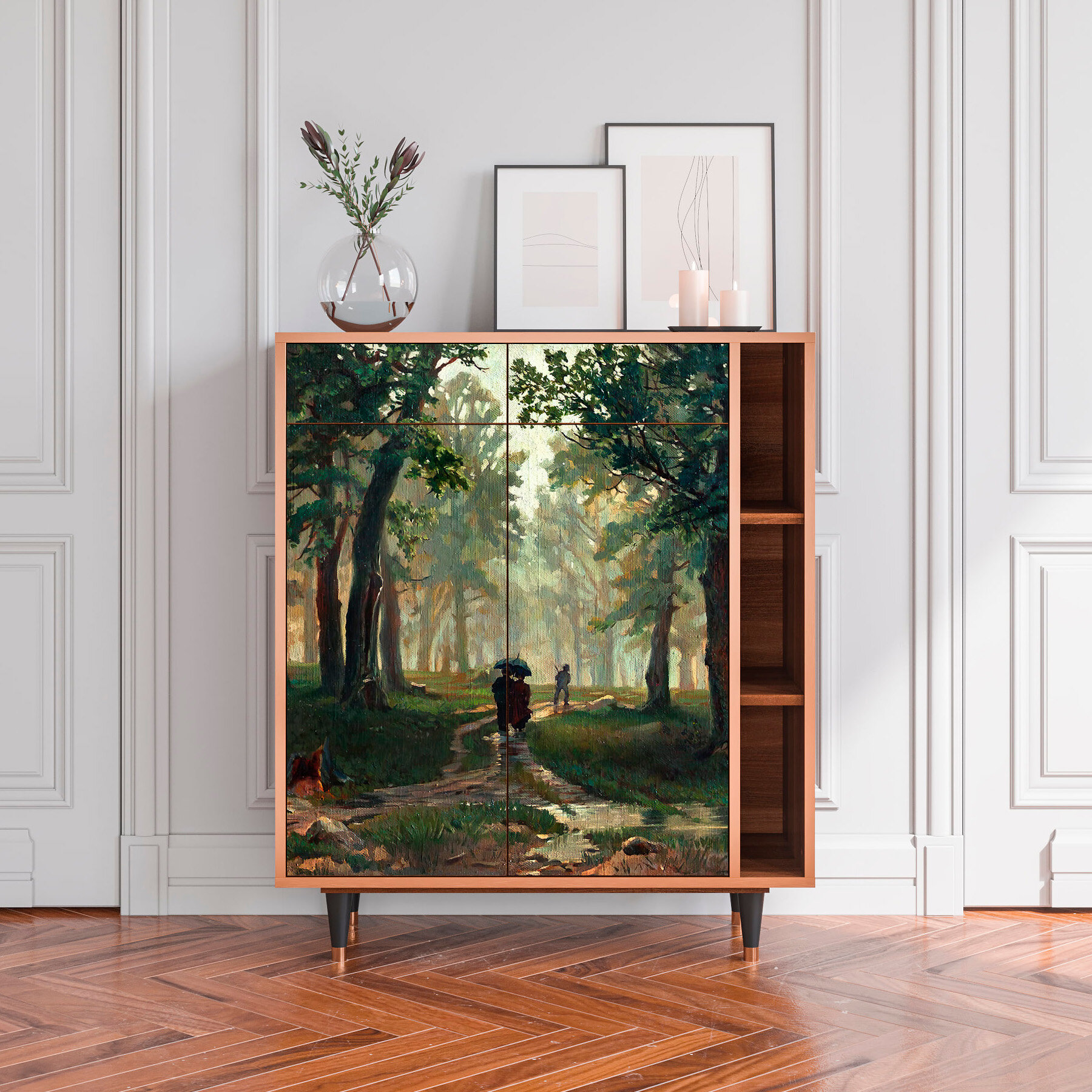 Комод - STORYZ - BS6 Rain in the Oak Forest by Ivan Shishkin, Размер - 94 x 110 x 41 см, Цвет корпуса - , Орех