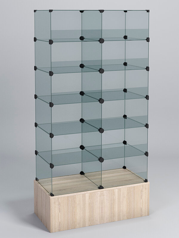 Витрина "КУБ" №609-КО (без дверок, передняя стенка - стекло), Дуб Сонома