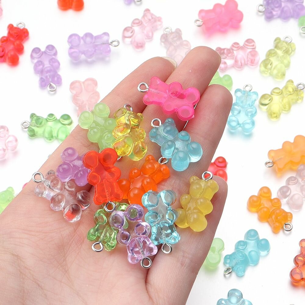 Подвеска-бусина мармеладный мишка 20 шт. для рукоделия / браслета / сережек