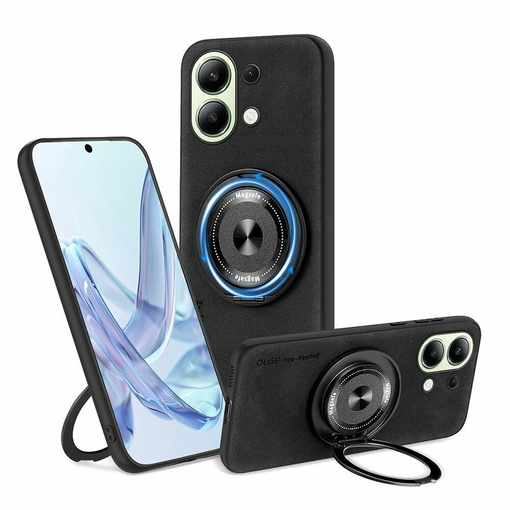 Чехол на Редми Ноут 13 4G с поддержкой MagSafe/ магсейф для Redmi Note 13 4G для использования магнитных аксессуаров, противоударный, вращающееся на 360металлическое кольцо