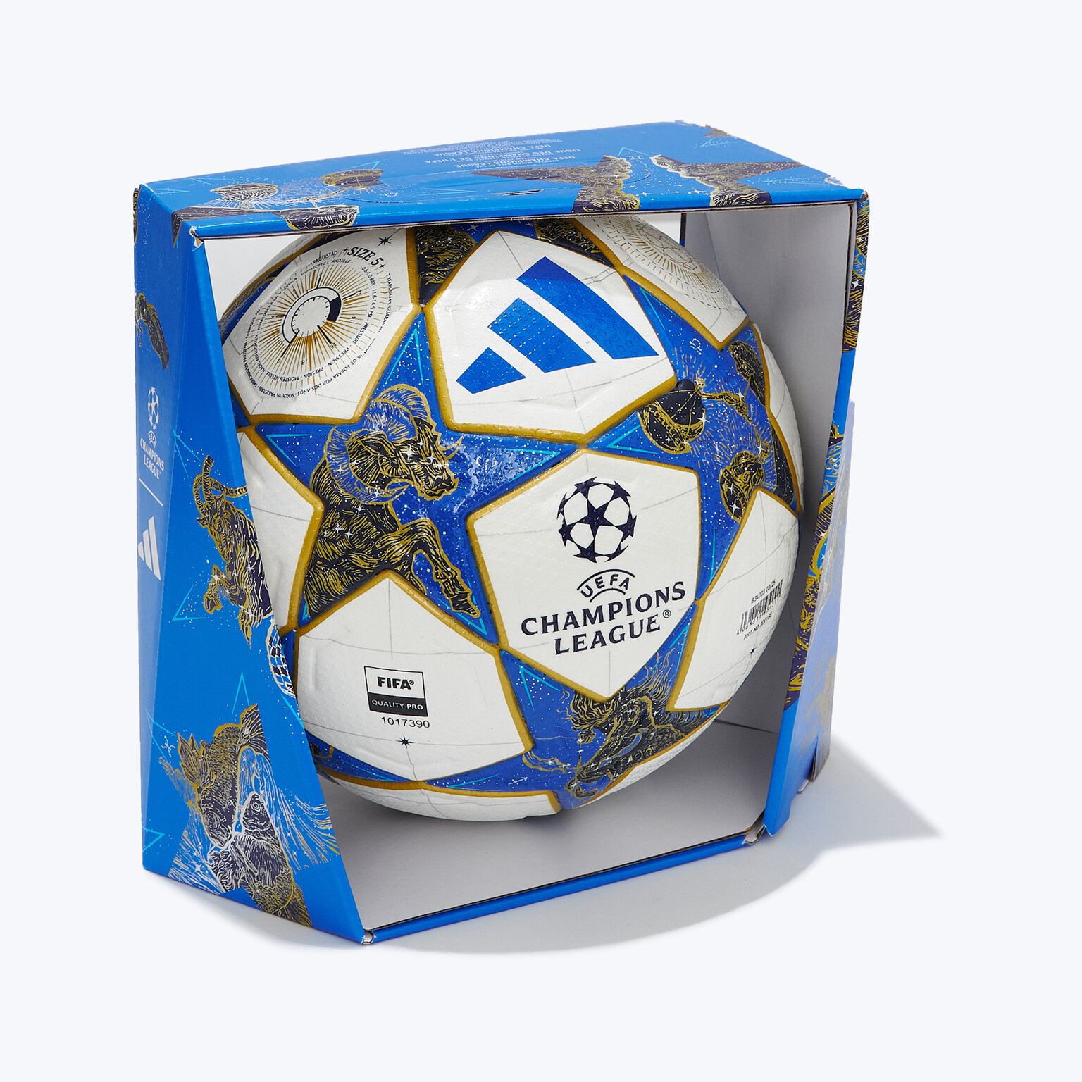 Официальный футбольный мяч Лиги Чемпионов 2025/26, размер 5, Белый - Синий
