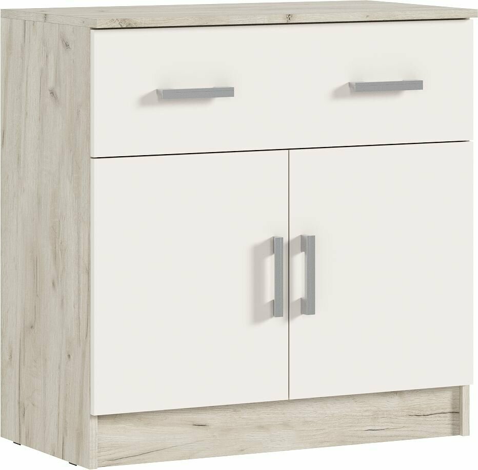 Басямиф Комод 1 ящик 2 двери (Кашемир, Дуб Крафт серый)