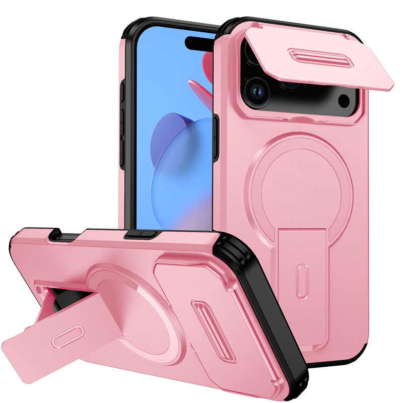 Чехол Для Apple iPhone 17 Pro Max / Айфон 17 Про Макс, soft touch, чехол-кардиомонитор, поликарбонат (PC), защита камеры, ударопрочный, встроенная подставка, усиленные углы, Apple, iPhone 17 Pro Max, pink