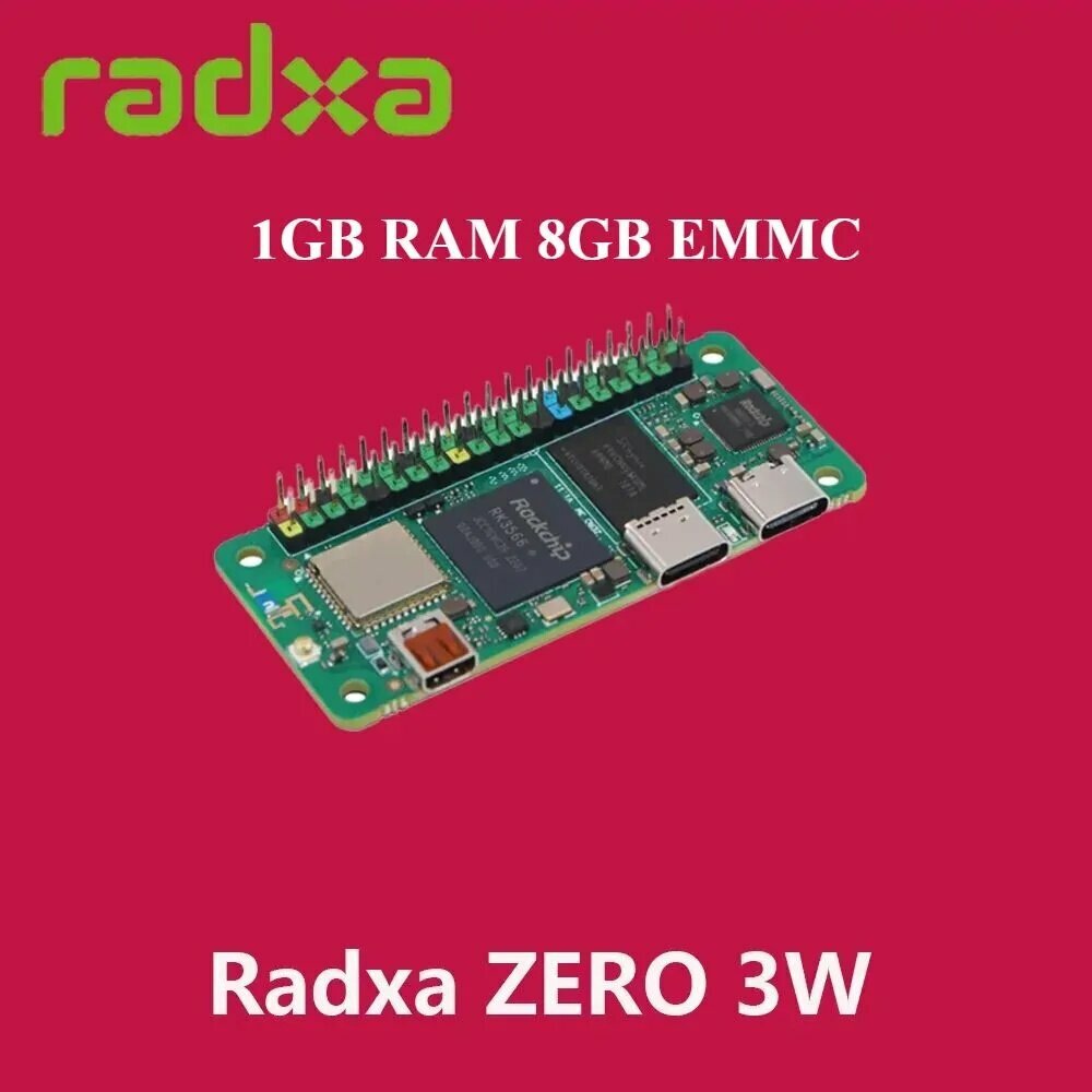 Radxa ZERO 3W 1GB RAM 8GB EMMC Board Quad-Core Arm Cortex -A55 RK3566 Чип DDR4 With Pin Solder New(бежевый)