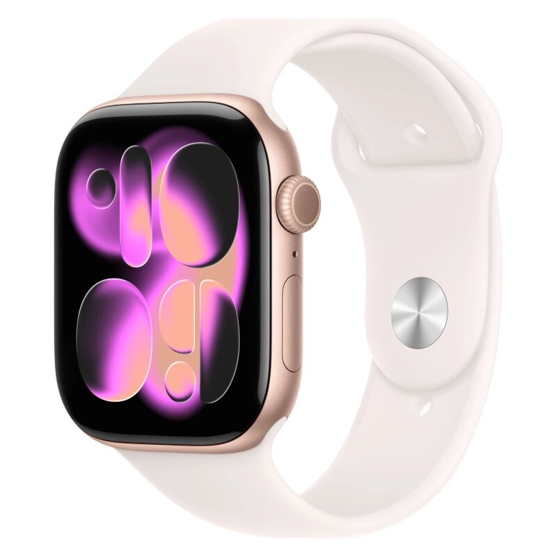 Умные часы Apple Watch 11, Rose Gold, 46мм, спортивный ремешок Light Blush, S/M