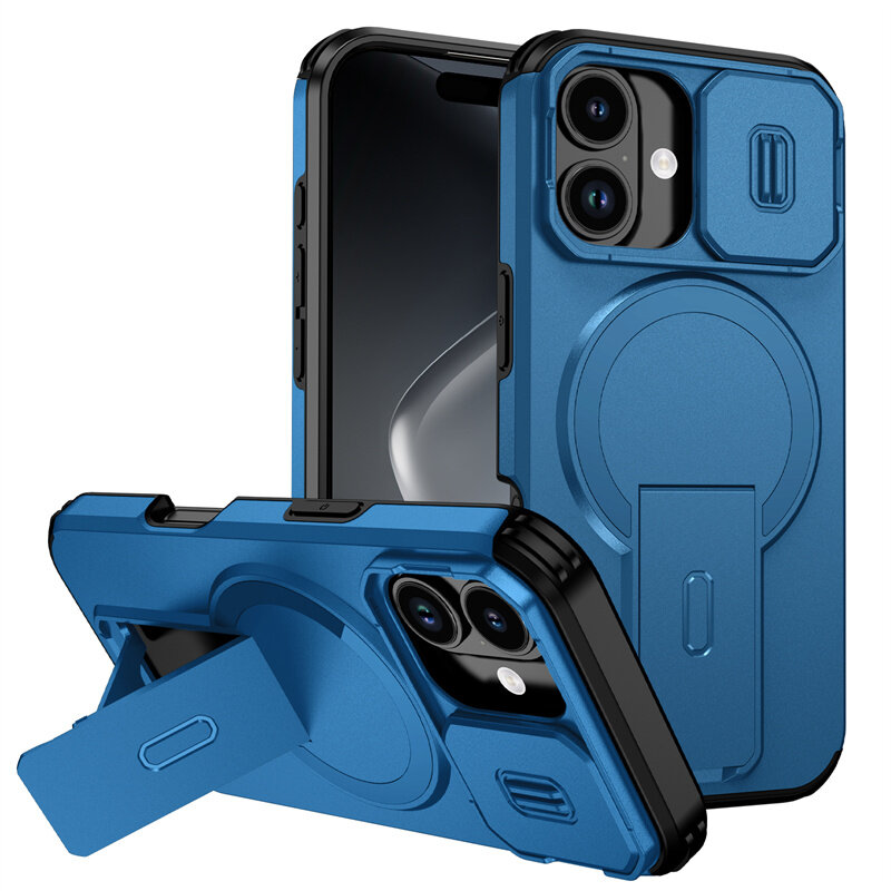Чехол Для Apple iPhone 17 / Айфон 17, soft touch, чехол-кардиомонитор, поликарбонат (PC), защита камеры, ударопрочный, встроенная подставка, усиленные углы, Apple, iPhone 17, blue,