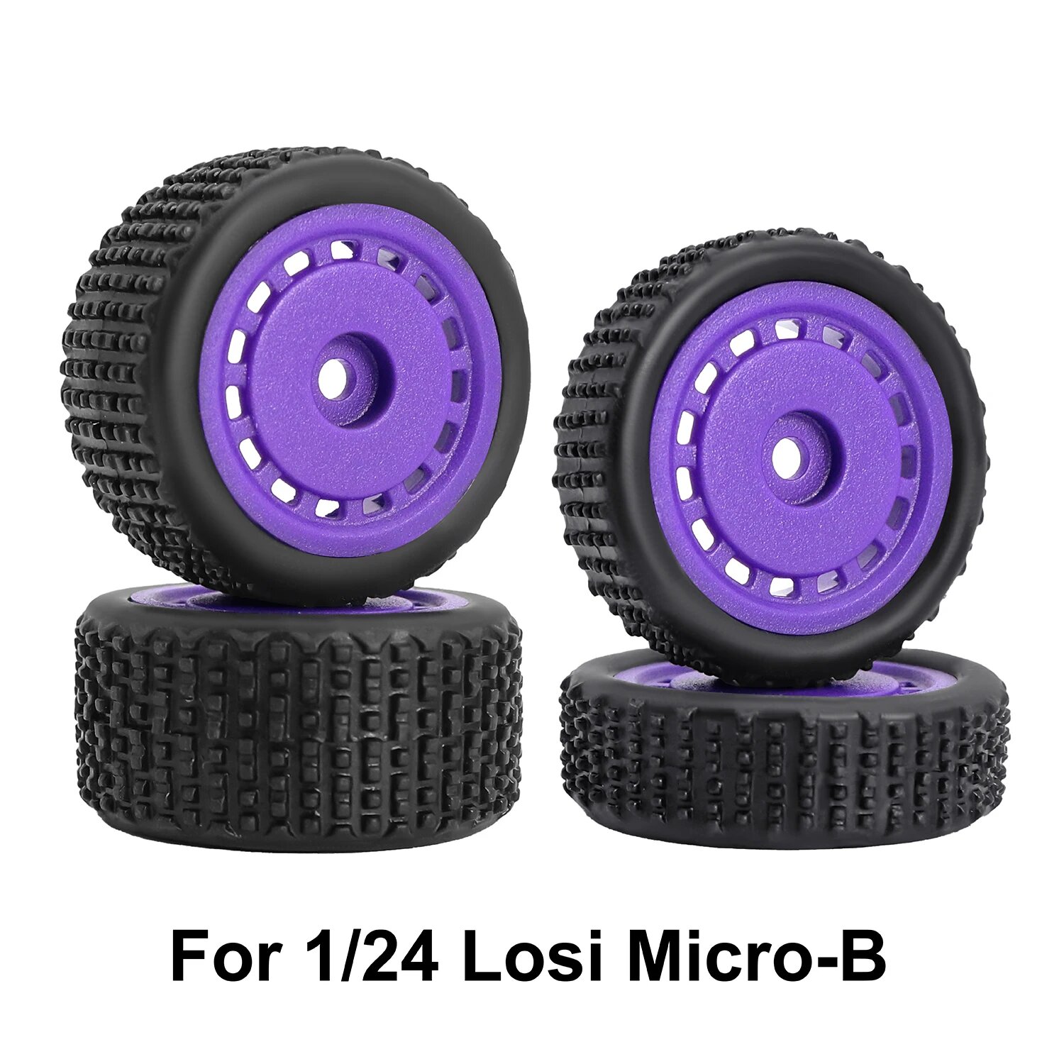 NIUWSRC Премиальные резиновые шины и колеса для багги 1/24 Losi Micro-B / 1/28 Losi Micro-T / Wltoys 244016 Фиолетовый, Purple Micro-B