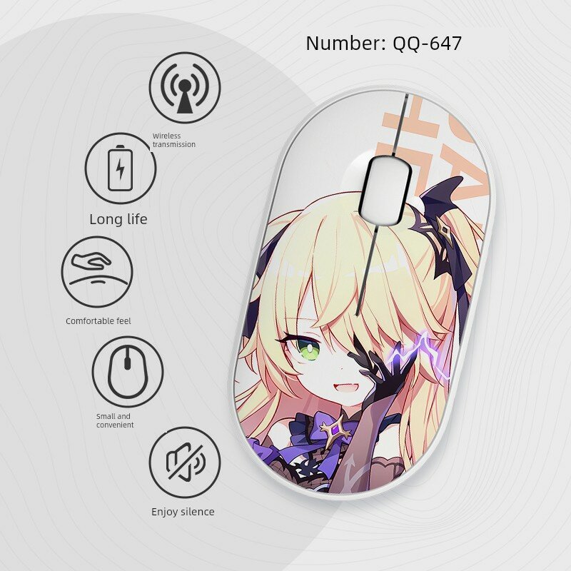 Беспроводная мышь Genshin Impact, Bluetooth, бесшумная, с зарядкой, для ноутбука, настольного компьютера, офиса, игр,