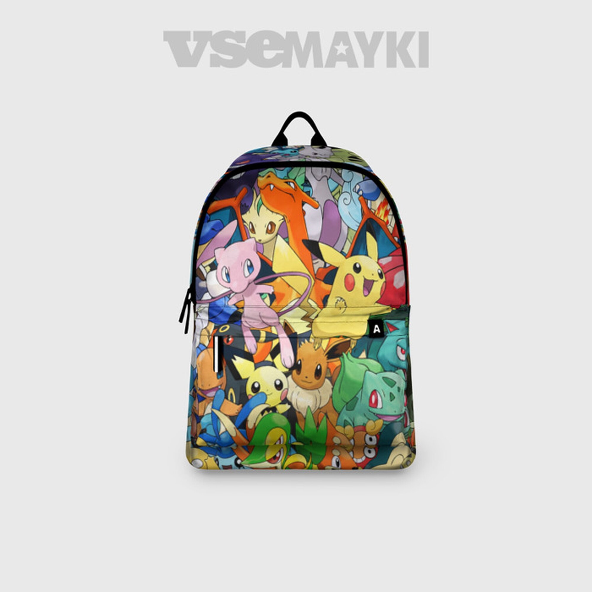 Рюкзак с принтом Аниме, Покемоны все персонажи Pokemon, One size, белый