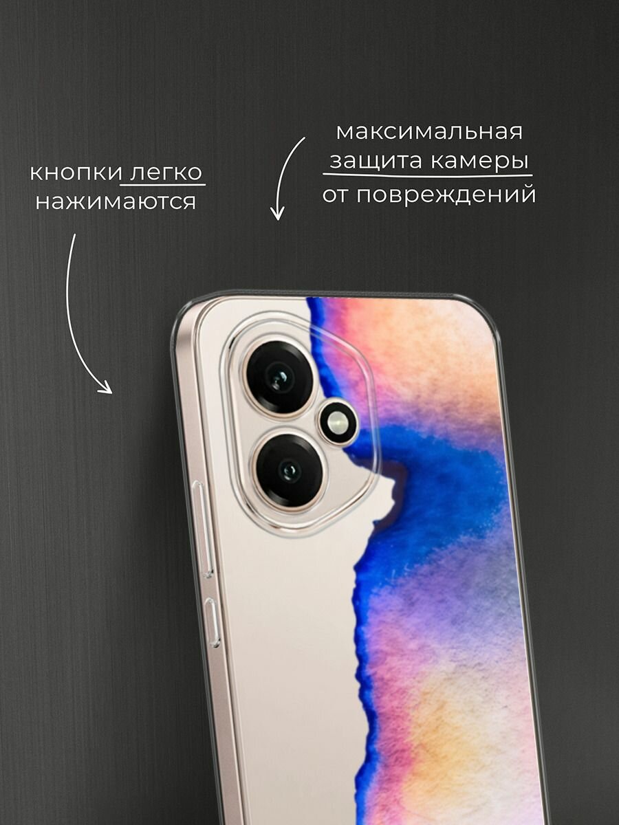 Чехол на Honor 400 / Хонор 400 с принтом Синяя акварель, прозрачный — фото 1