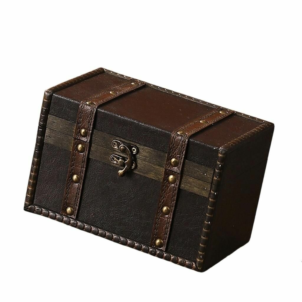 Деревянный дорожный сундук, - Ретро-серый