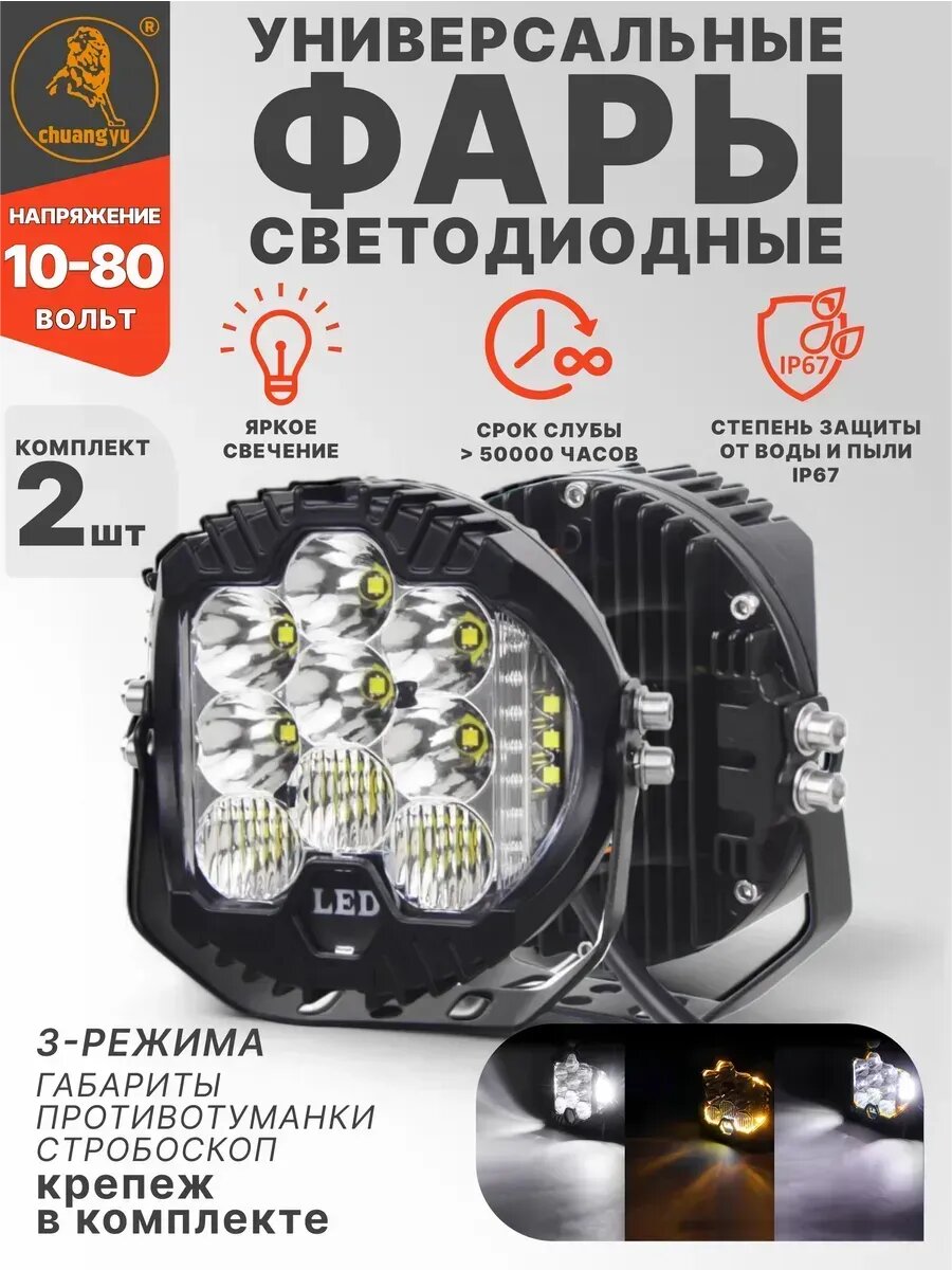 Дневные ходовые огни светодиод 12-36V 2шт