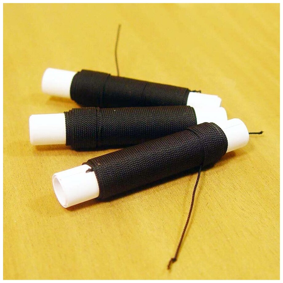 Нить черная плотной скрутки, толщина 0.3 мм, длина 5 м, 2 шт, для такелажа моделей кораблей, Россия