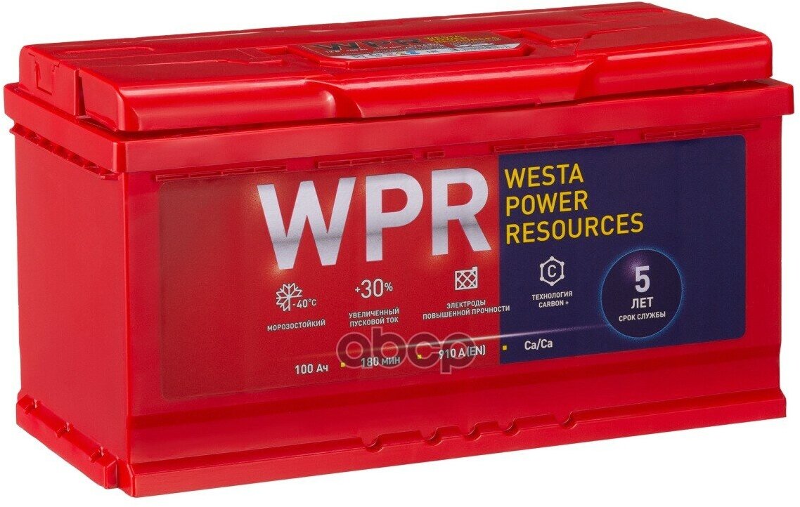 Аккумулятор 100 А/ч прямая полярность Westa WPR ток 910 А 353x175x190 WPR battery арт. 600119310