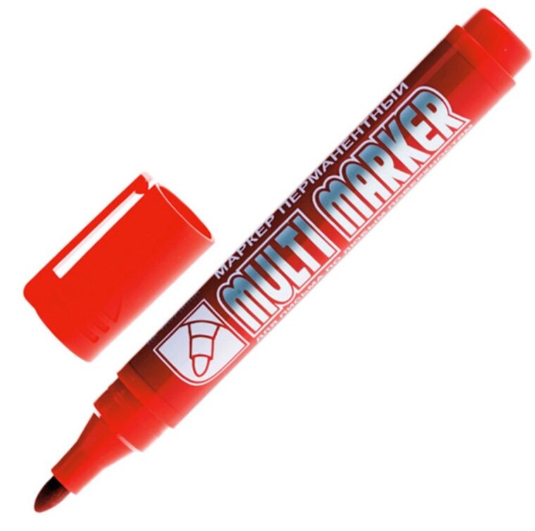 Маркер перманентный Crown Multi Marker 3-5 мм красный 1556210