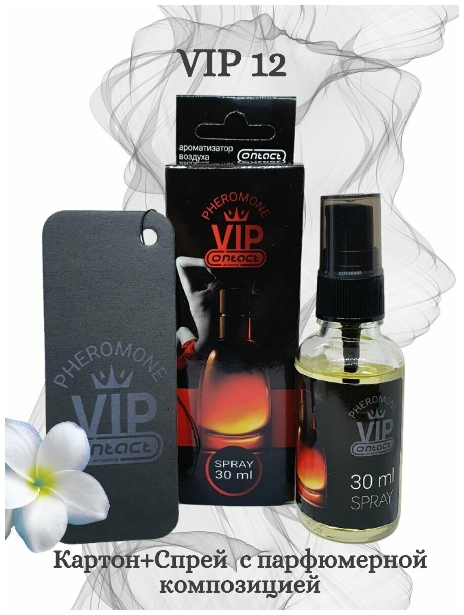 Ароматизатор воздуха для дома, офиса, автомобиля CONTACT VIP с ароматом "№12" Елка + спрей, 30мл
