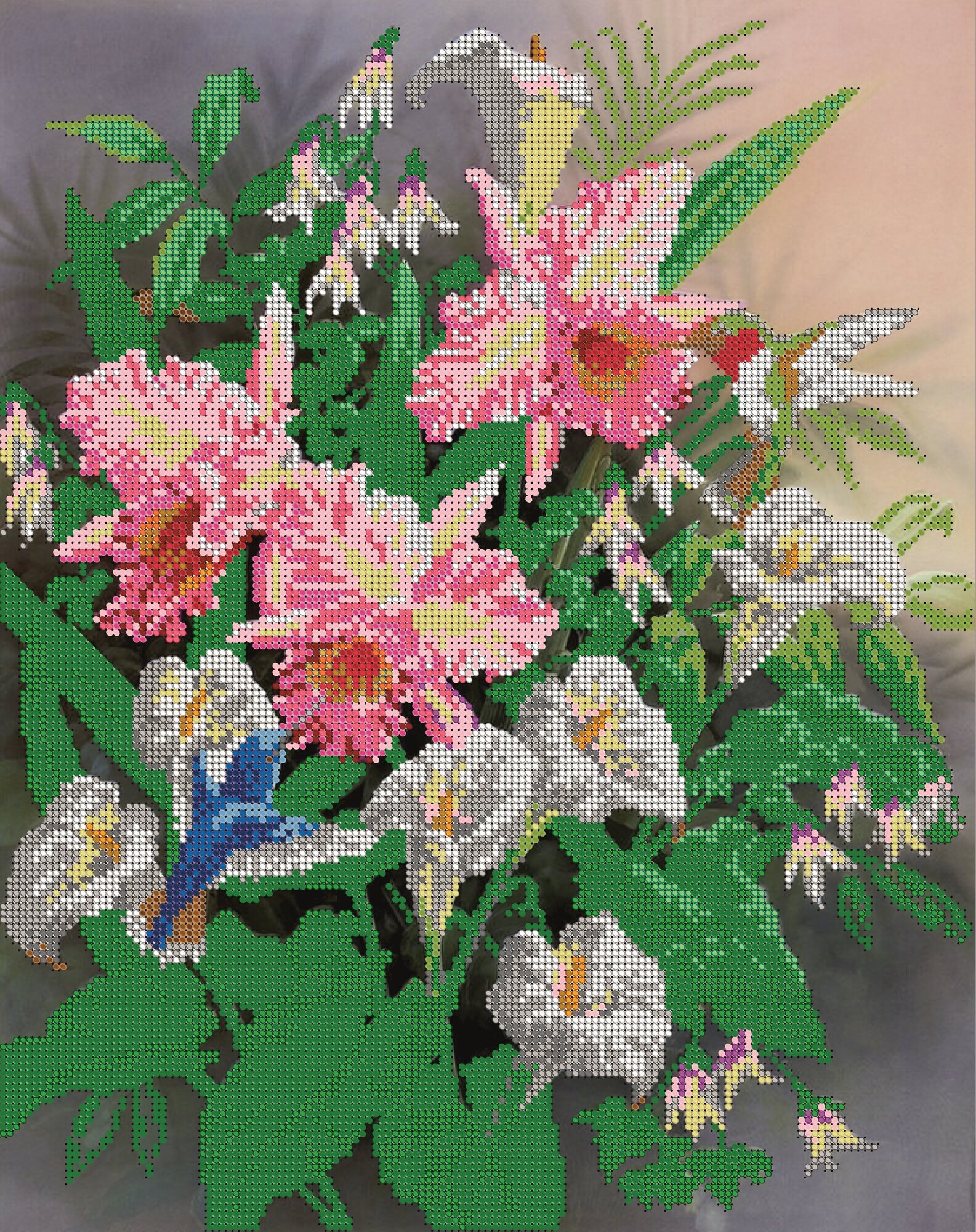 Вышивка бисером картины Поэзия цветов 30*38см