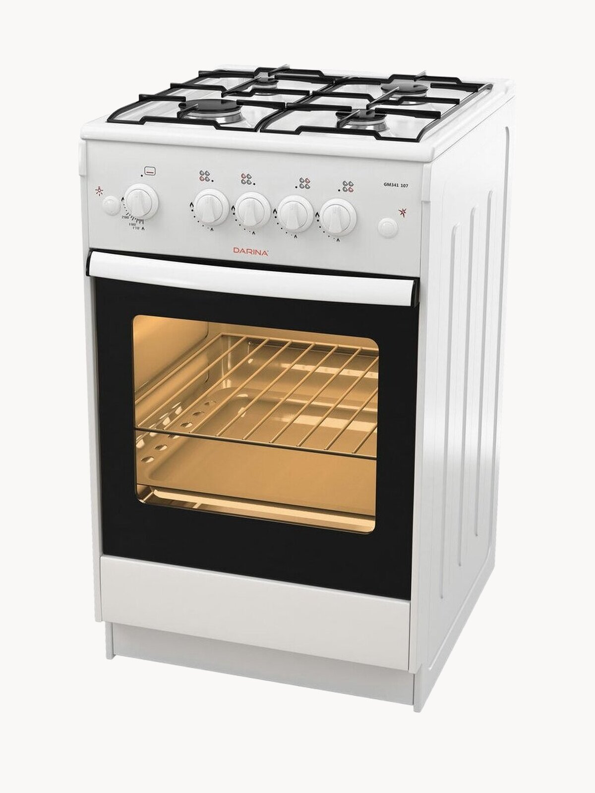 Газовая плита Darina 1B GM 341 107 W 50 см, 50 л, 4 конфорки, белый