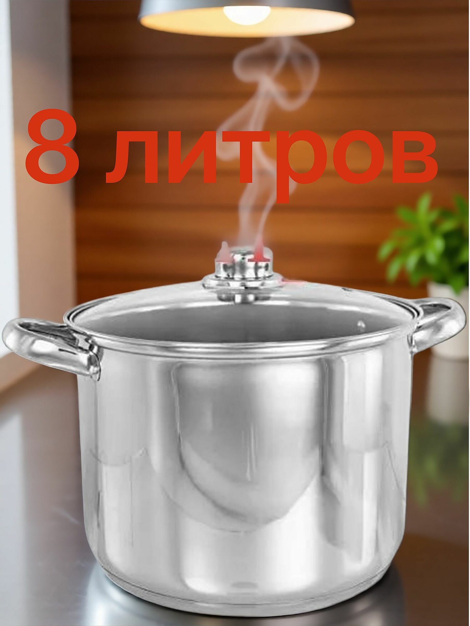 Нержавейка Кастрюля 24 см 8 л с крышкой 1 шт нержавеющая сталь
