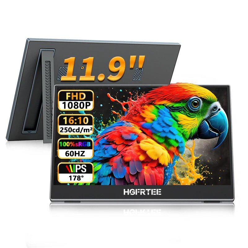 11,9-дюймовый Портативный FHD IPS Монитор 1080P С USB-C, Ультратонкий Внешний Игровой Монитор Для Ноутбуков, ПК, Mac, Телефонов
