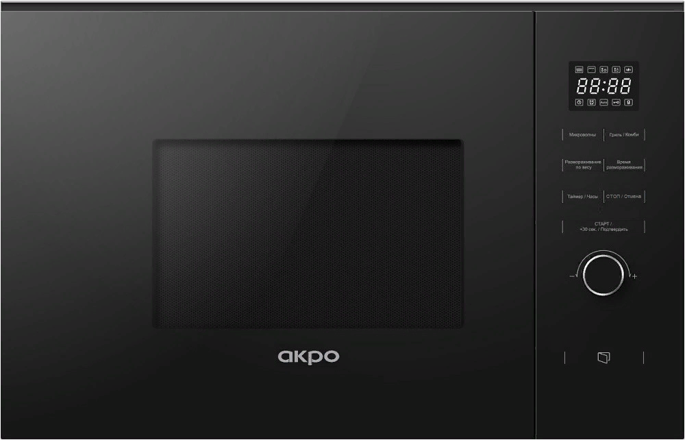 Встраиваемая микроволновая печь AKPO MEA 92508 SEA07 BL, 25 л, высота 38 см, черный, Китай