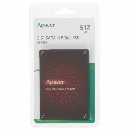 512 ГБ 2.5" SATA накопитель Apacer AS350X (AP512GAS350XR-1) - SATA, чтение - 560 Мбайт/сек, запись - 540 Мбайт/сек, 3D NAND, 3 бит TLC