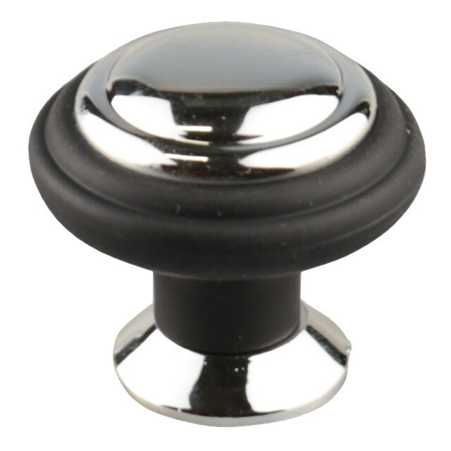 К4-20м.22.22 ручка-кнопка 32 мм черный/хром для дверей, шкафов и мебели для интерьеров