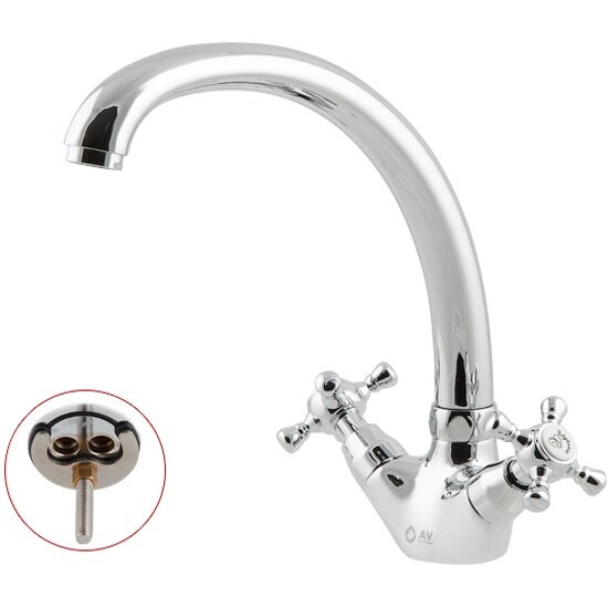 AV Engineering Смеситель для кухни (Lt) вентильный, серия QNM (Поворотный излив, длина 21,0 см, высота 20,6 см) (AVQNM4-A331-288)