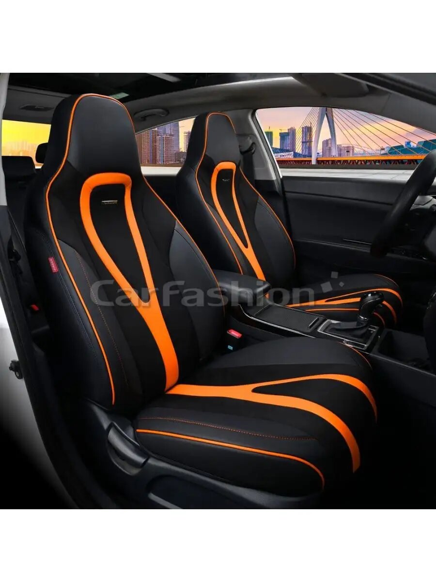 Каркасные чехлы 5D "INTEGRAL", передние, чёрно-оранжевые