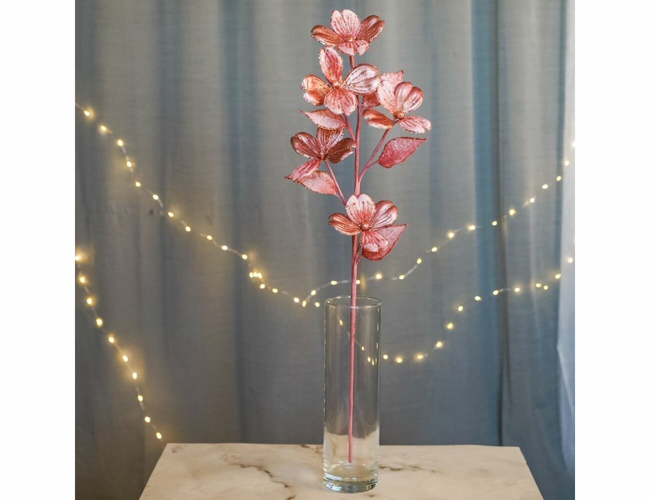 Декоративная ветка волшебная магнолия, розовый, текстиль, 64 см, Winter Deco 2007741