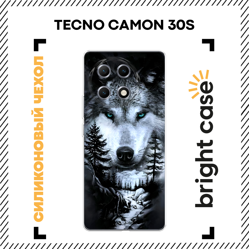 Чехол на Tecno Camon 30S / Текно Камон 30S с принтом Волк в зимнем лесу