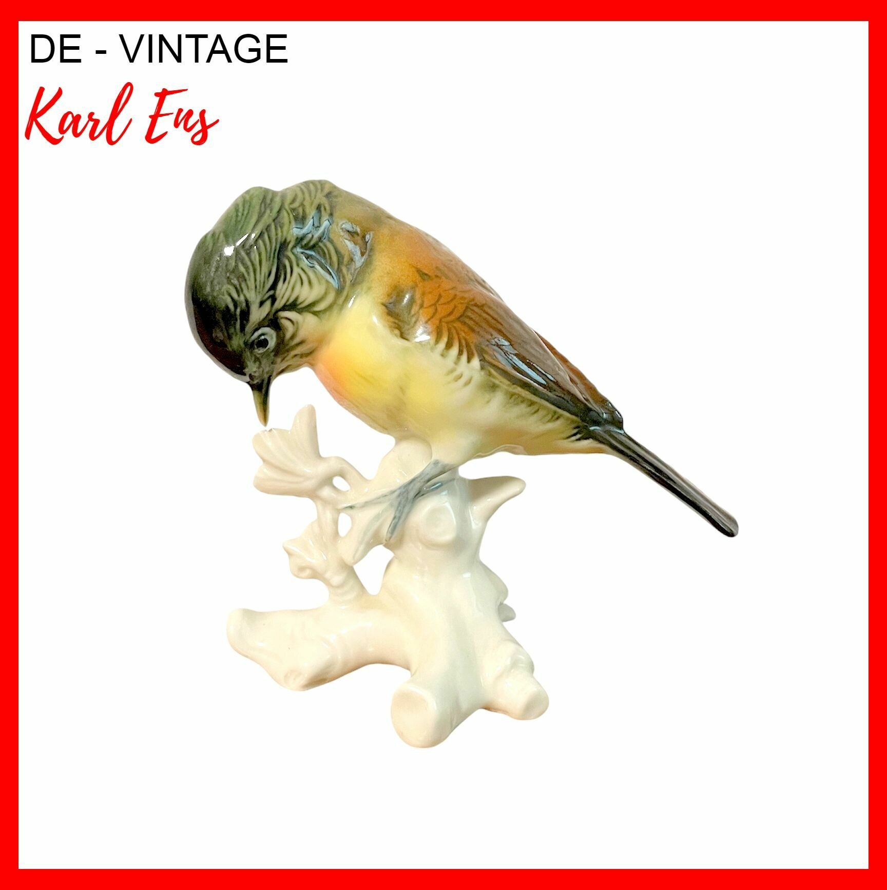 Статуэтка Karl Ens "Птица московка", фарфор, винтаж, ручная роспись