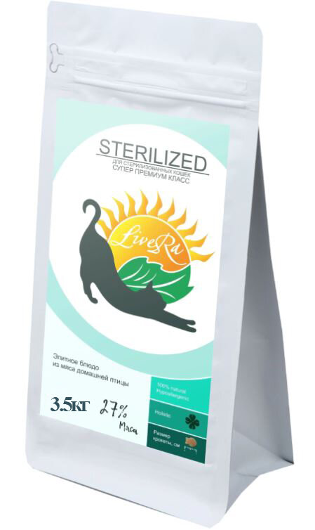 LiveRA Sterilised Сухой корм для стерилизованных кошек, мясо домашней птицы, 3.5кг 3.5 кг