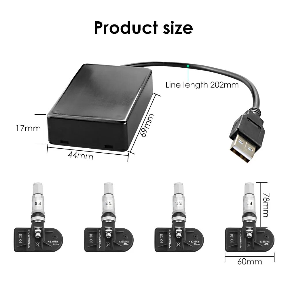 Hizpo бренд Встроенный и внешний USB TPMS подходит для Android автомобильное радио навигация мультимедийные плееры Беспроводная интеллектуальная TPMS