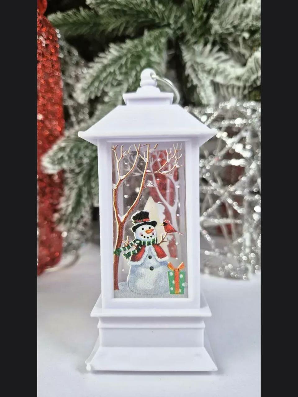 Новогодний декоративный фонарь белый