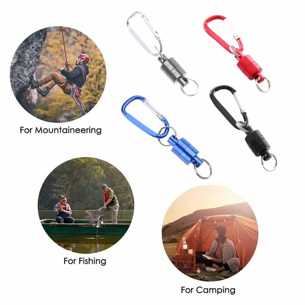 Магнитный держатель для рыбалки на открытом воздухе, двойной крючок, многофункциональный портативный карабин из алюминиевого сплава, поясная сумка