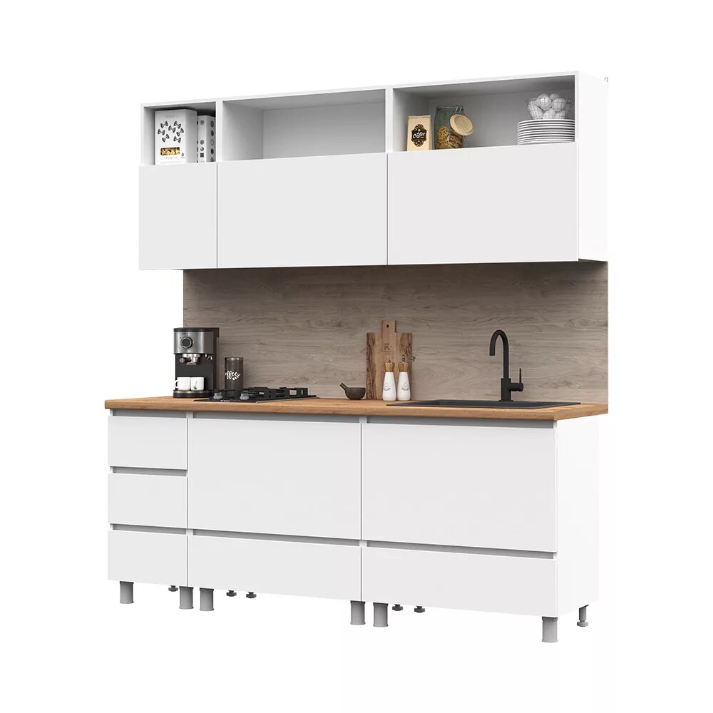 Кухня «Хелен» 2,0 шариковые направляющие, ЛДСП, белый/белый (2000)