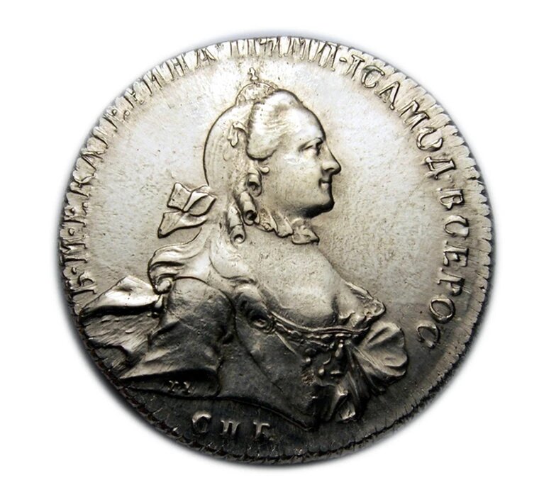 Рубль 1765 год СПБ ЯI деньги Екатерины 2 сувенирная копия в мельхиоре монеты, нумизматика, деньги для коллекции