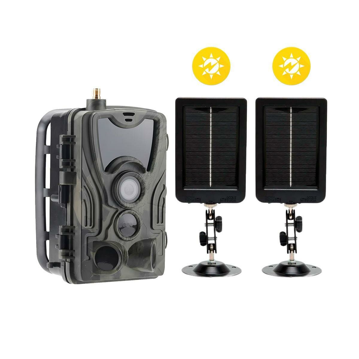 Комплект: 3G/4G фотоловушка для охоты с 2-мя солнечными батареями Filin HC-801G (NEW-4G) и «SP-06». Фотоловушка для охраны