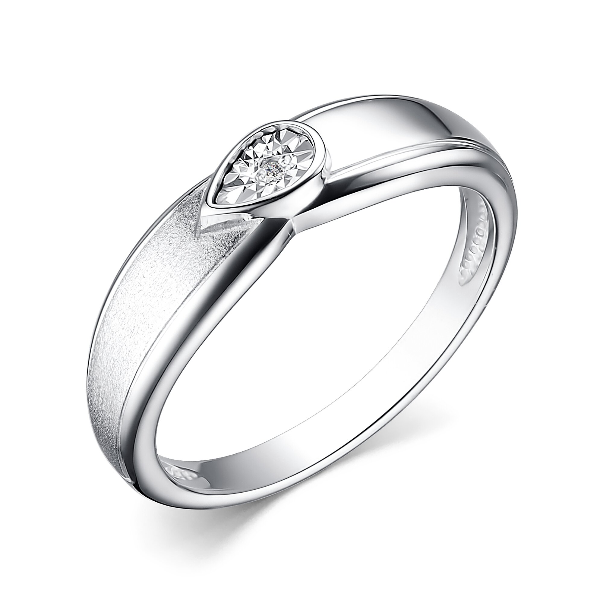 Кольцо, серебро, 925 проба, родирование, бриллиант