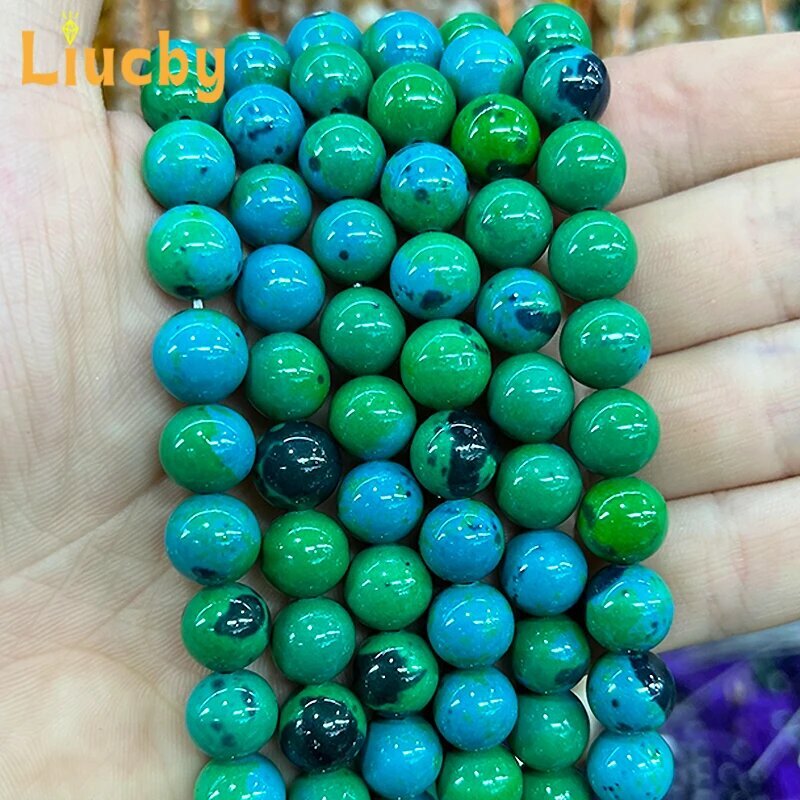 Зеленые хризоколла бусины 4/6/8/10/12 мм 15 дюймов 8mm-about 46pcs