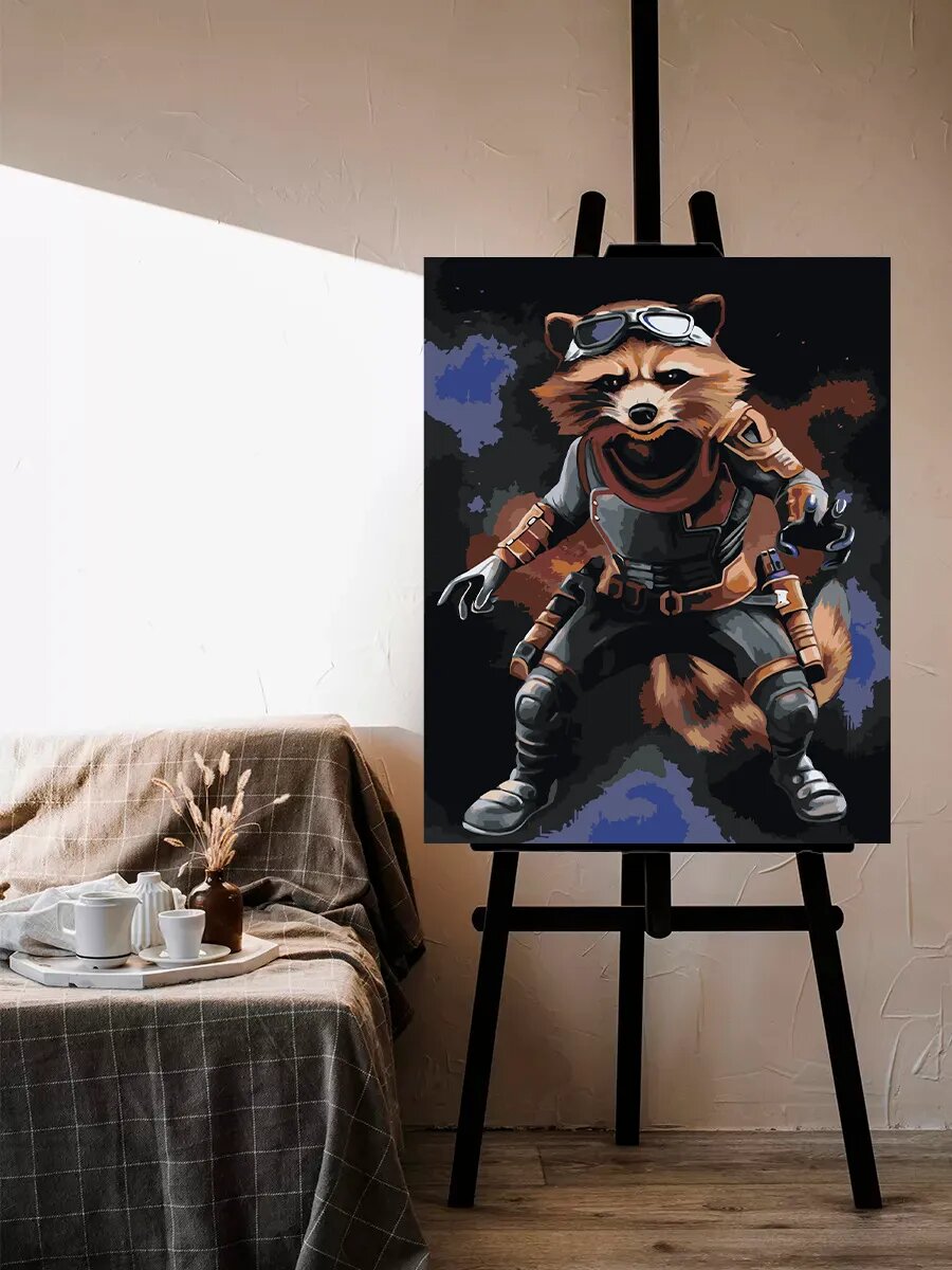 Картина по номерам Енот Ракета Марвел Стражи Галактики