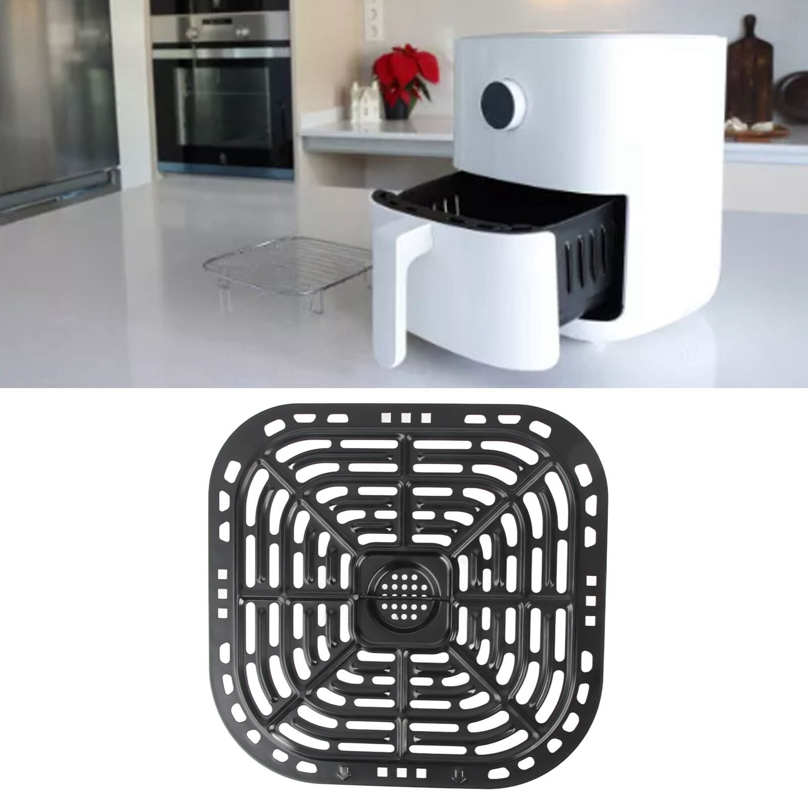 Замена Грильной Плоски для Фритюры Квадратная 23.5x24.5cm Материал 304 Нержавеющая Сталь В комплект входят 1 Пластина для Парения и 4 Прокладки