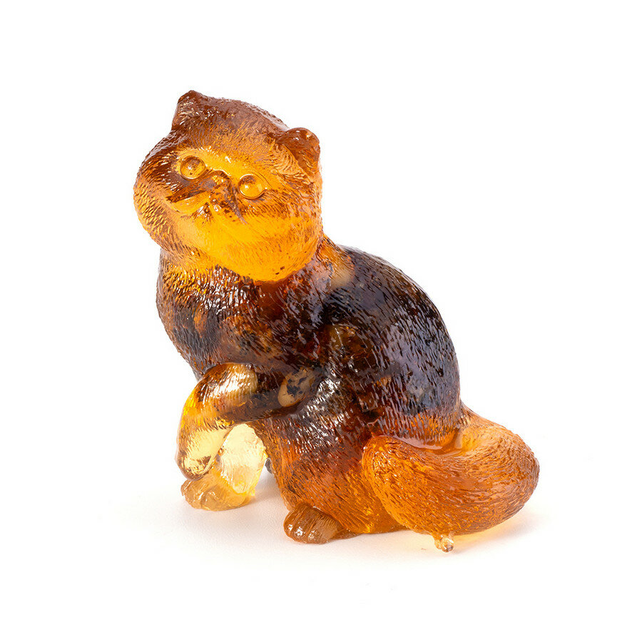 Сувенирная фигурка с кусочками натурального янтаря "Персидская кошка"