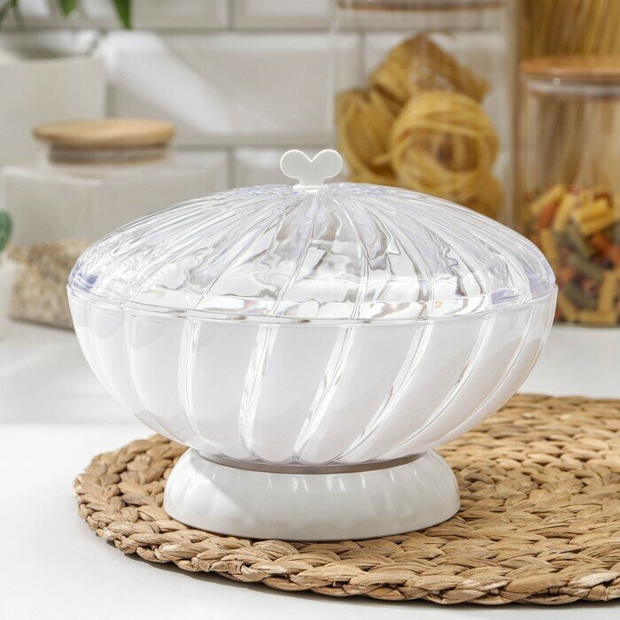 Сухарница Альтернатива "Грация", с крышкой, 1,5 л, белая