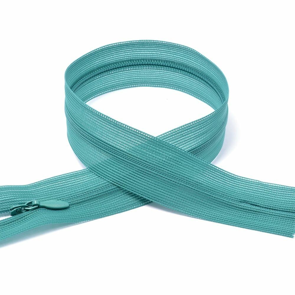 Молния MaxZipper пластиковая потайная № 3, 50 см неразъемная, цвет F257 бирюзовый упаковка 50 шт