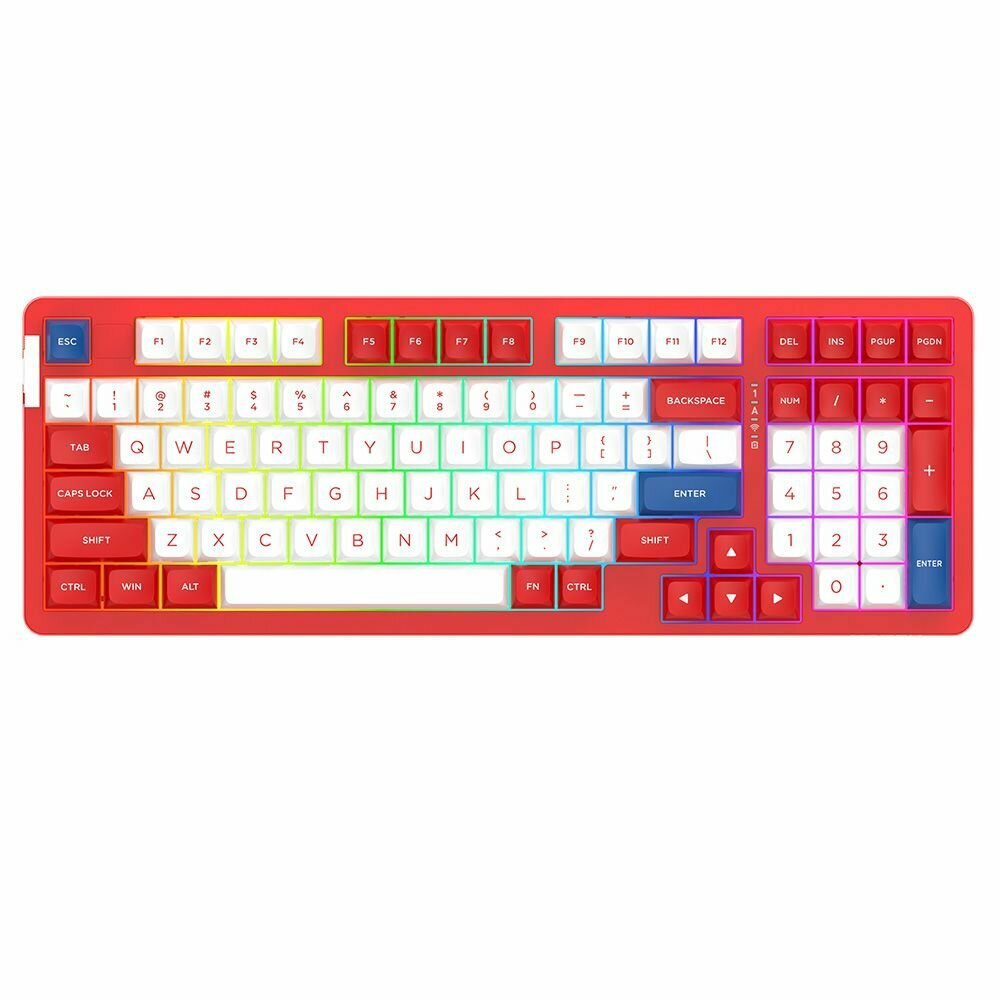 Трехрежимная механическая клавиатура, младшая версия A98, Красный